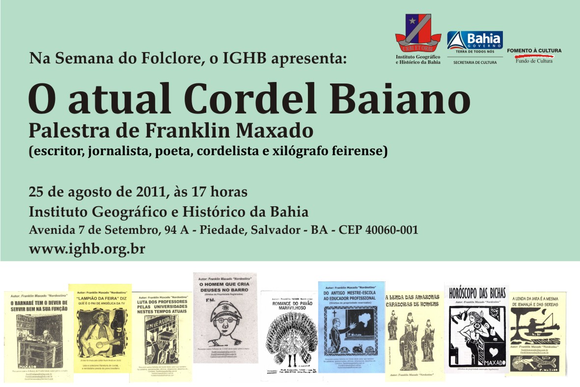 Palestra: O atual Cordel Baiano | SECRETARIA DE CULTURA DO ESTADO DA ...